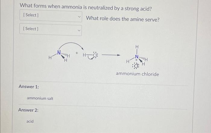 Solved What forms when ammonia is neutralized by a strong | Chegg.com