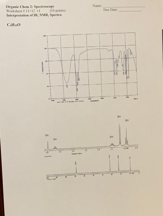 Solved Organic Chem 2: Spectroscopy Worksheet # 11+12 V (10 | Chegg.com