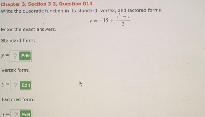 Solved Chapter 3, Section 3.2, Question 014 Write the | Chegg.com