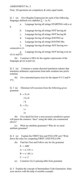 Solved ASSIGNMENT No, 2 Note: All questions are compulsory | Chegg.com
