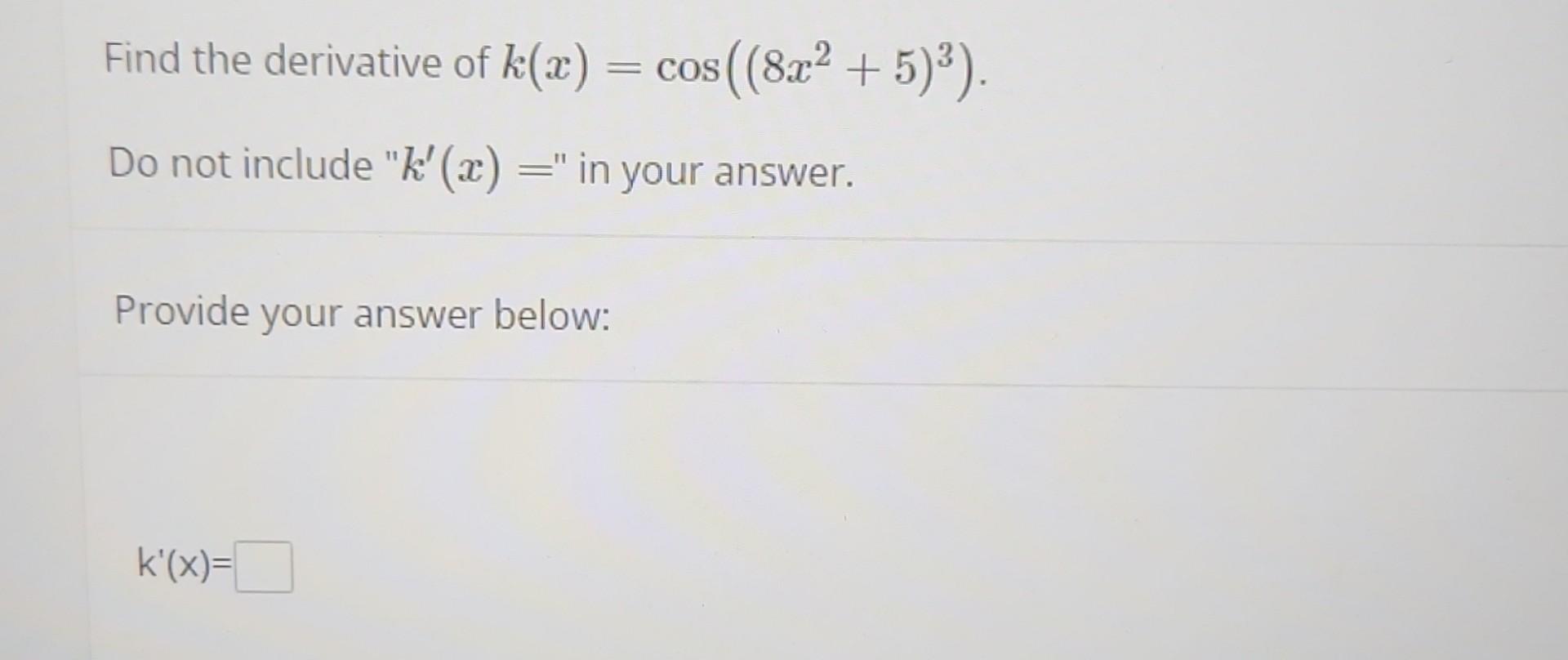 Solved Find the derivative of f(x)=cos(x)−3sin(x) at the | Chegg.com