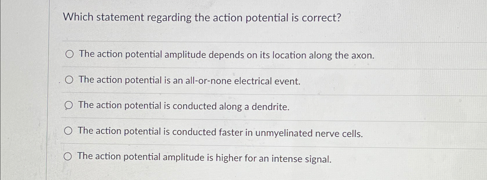 Which statement regarding the action potential is | Chegg.com