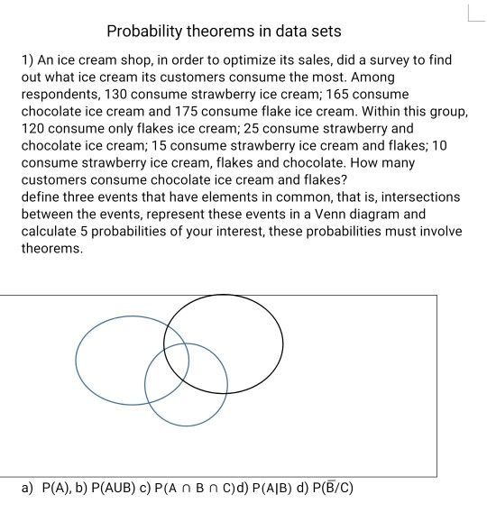 Solved Probability theorems in data sets 1) An ice cream | Chegg.com