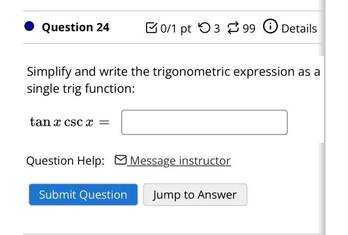 Solved Simplify and write the trigonometric expression as a | Chegg.com