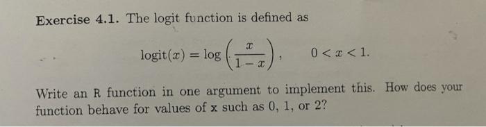 Solved Exercise 4.1. The logit function is defined as . | Chegg.com