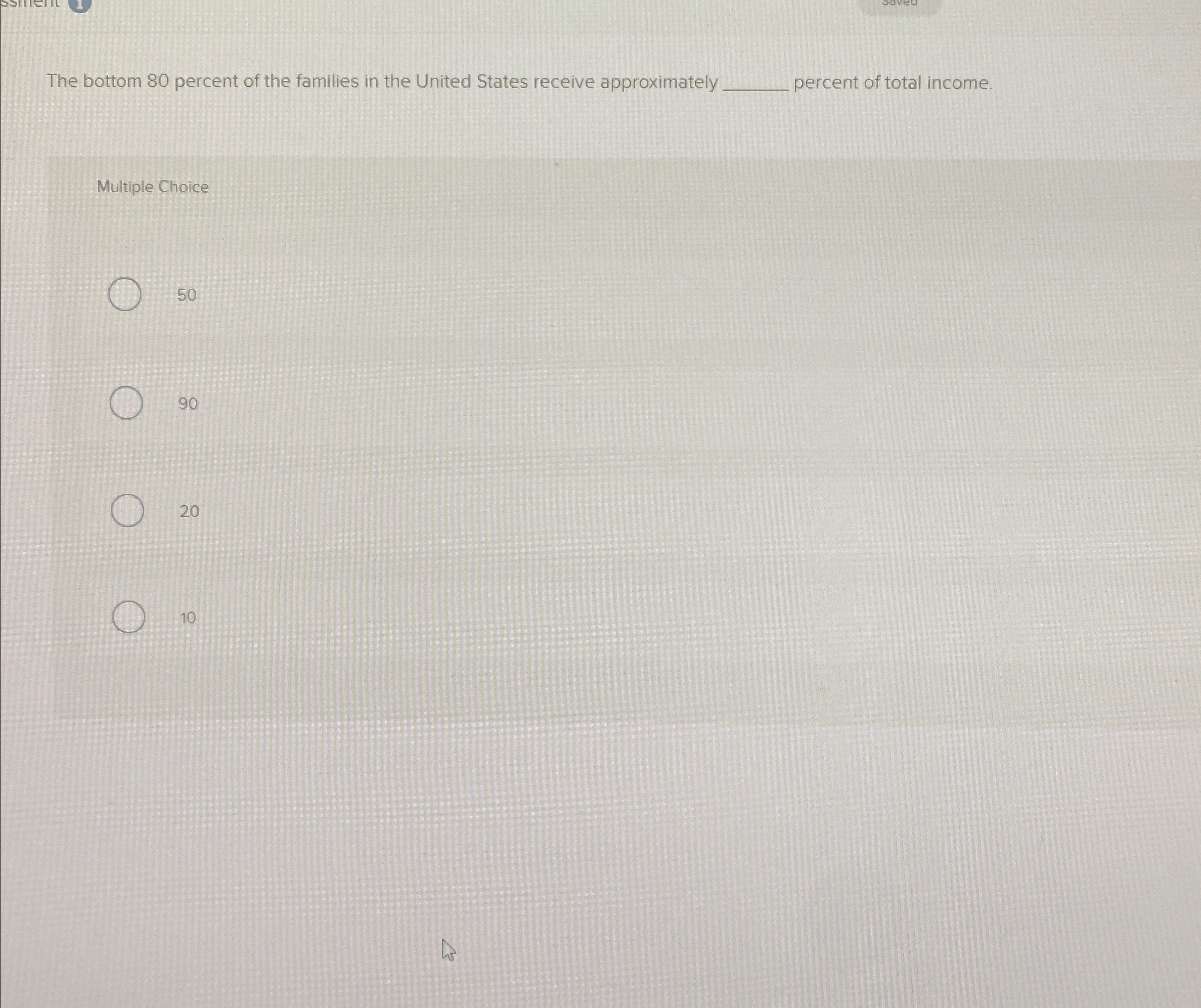 Solved The bottom 80 ﻿percent of the families in the United | Chegg.com