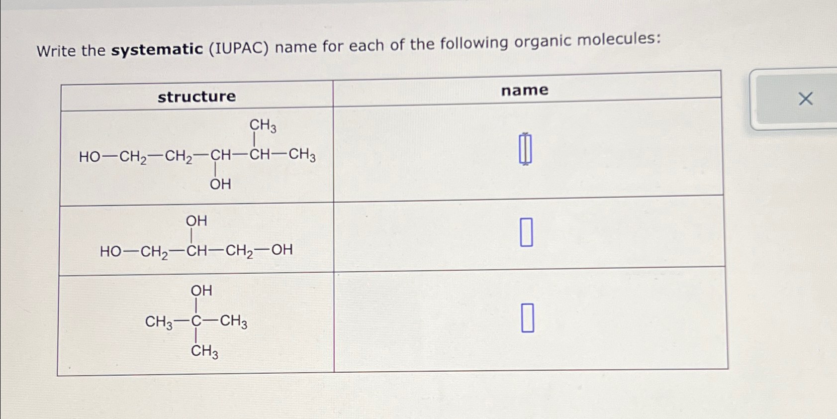 Solved Write the systematic (IUPAC) ﻿name for each of the | Chegg.com