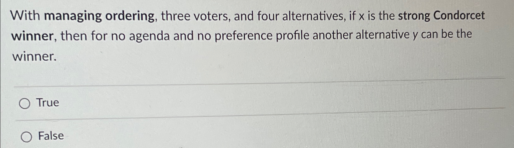 Solved With managing ordering, three voters, and four | Chegg.com