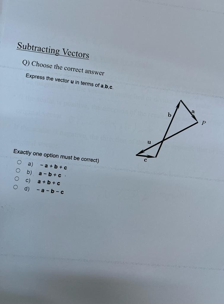 Solved Subtracting Vectors Q) Choose the correct answer | Chegg.com