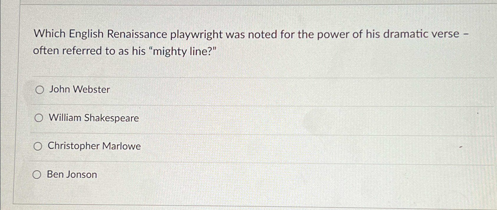 Solved Which English Renaissance playwright was noted for | Chegg.com