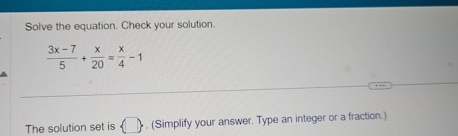 Solved Solve the equation. Check your | Chegg.com