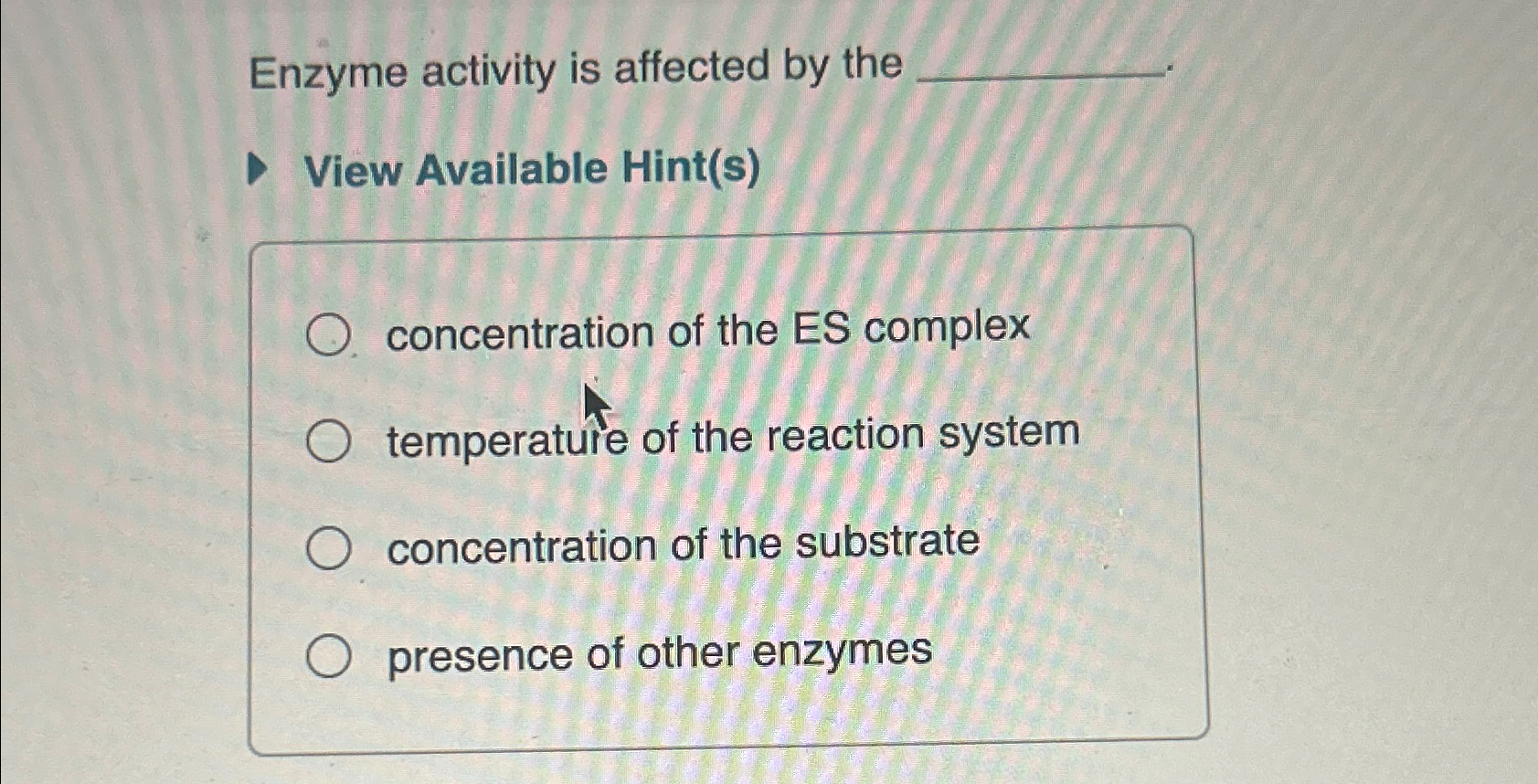 Solved Enzyme activity is affected by theView Available | Chegg.com