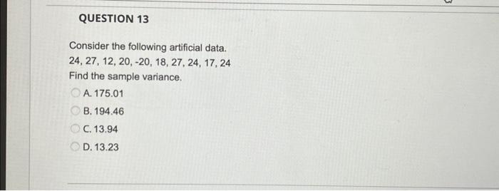Solved Consider the following artificial data. | Chegg.com