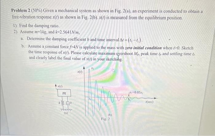 Solved Problem 2(50%) Given a mechanical system as shown in | Chegg.com