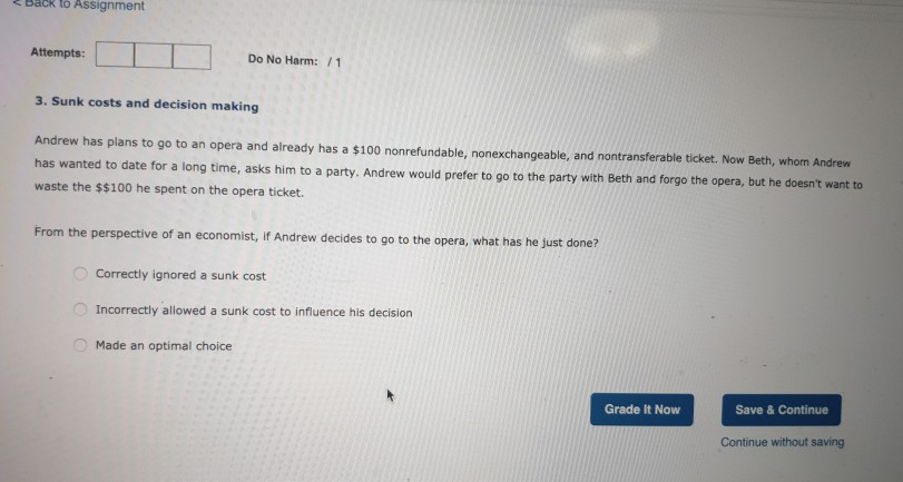 Solved Back to Assignment Attempts: Do No Harm: / 1 3. Sunk | Chegg.com