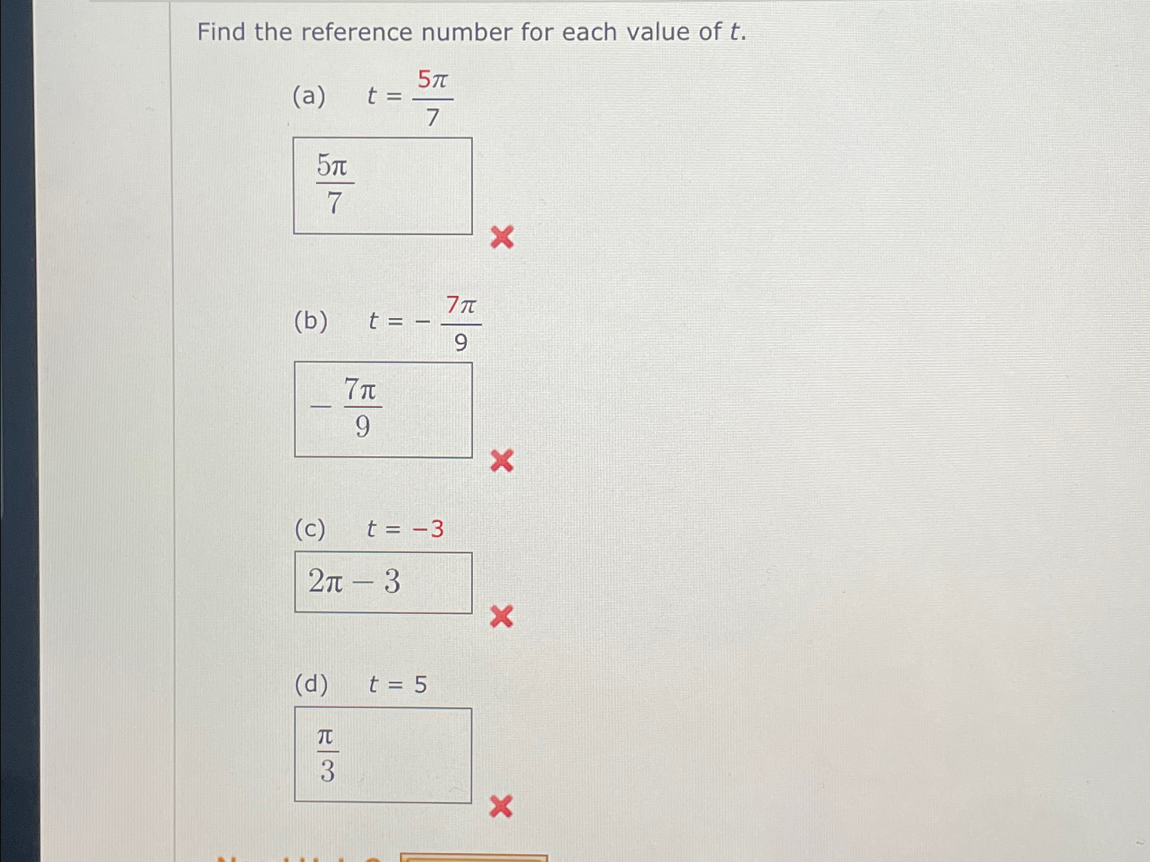 Solved Find the reference number for each value of | Chegg.com