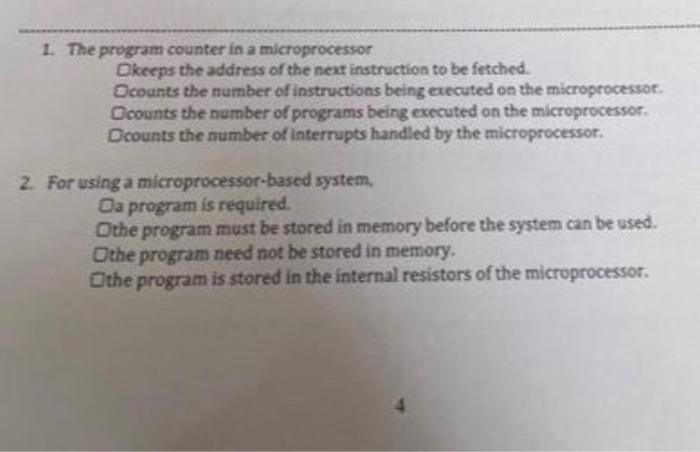 Solved 1. The program counter in a microprocessor Okceps the | Chegg.com