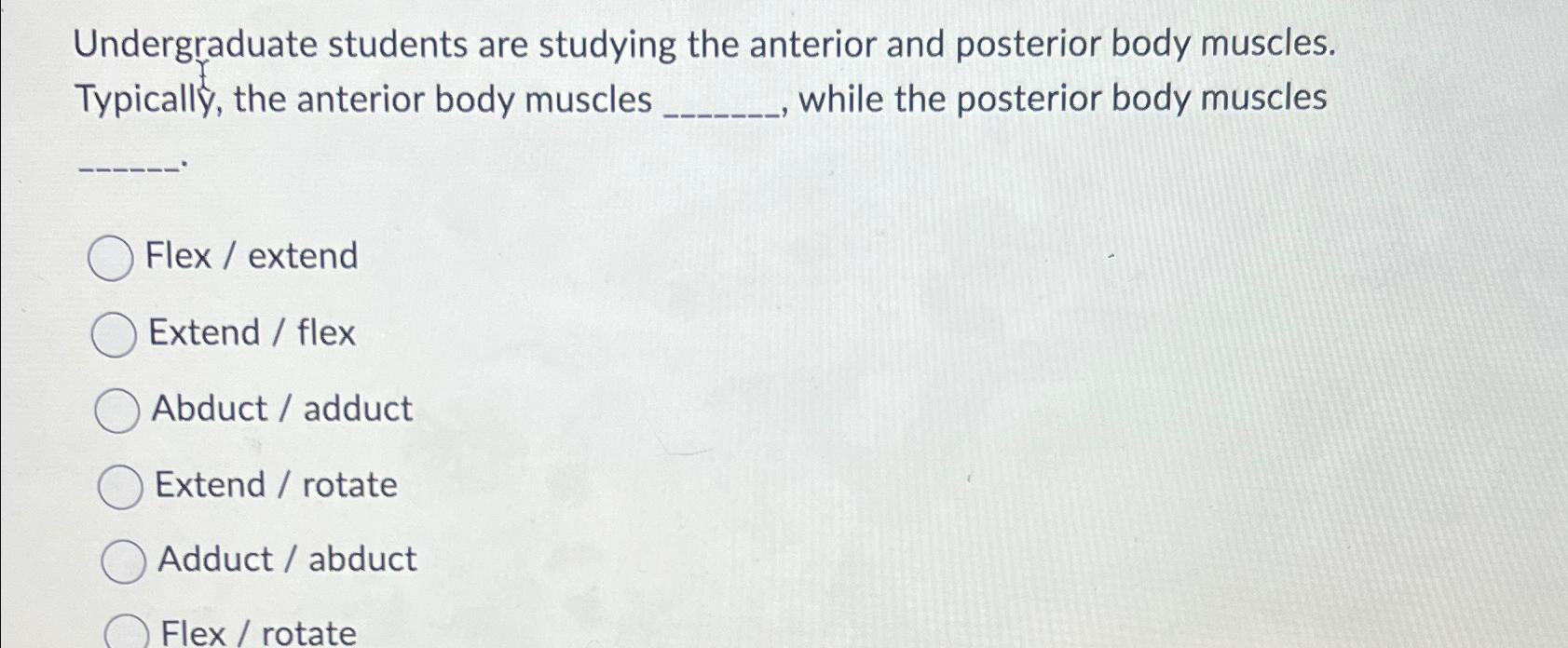 Solved Undergraduate students are studying the anterior and | Chegg.com