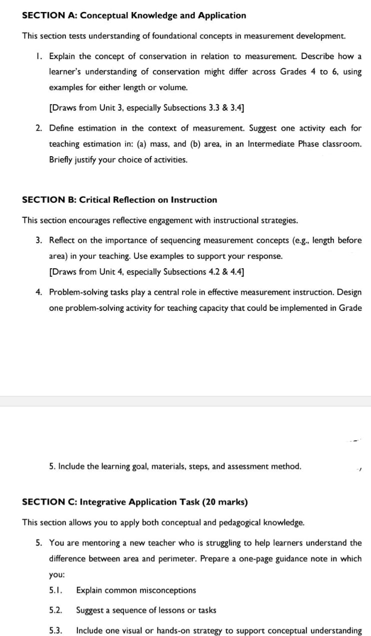 Solved SECTION A: Conceptual Knowledge and ApplicationThis | Chegg.com