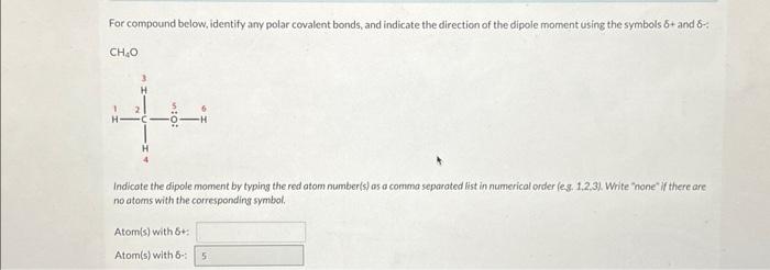 Solved For compound below, identify any polar covalent | Chegg.com