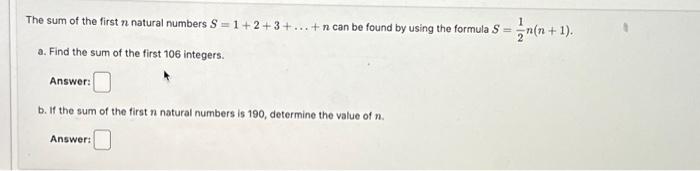 Solved The sum of the first n natural numbers S=1+2+3+…+n | Chegg.com
