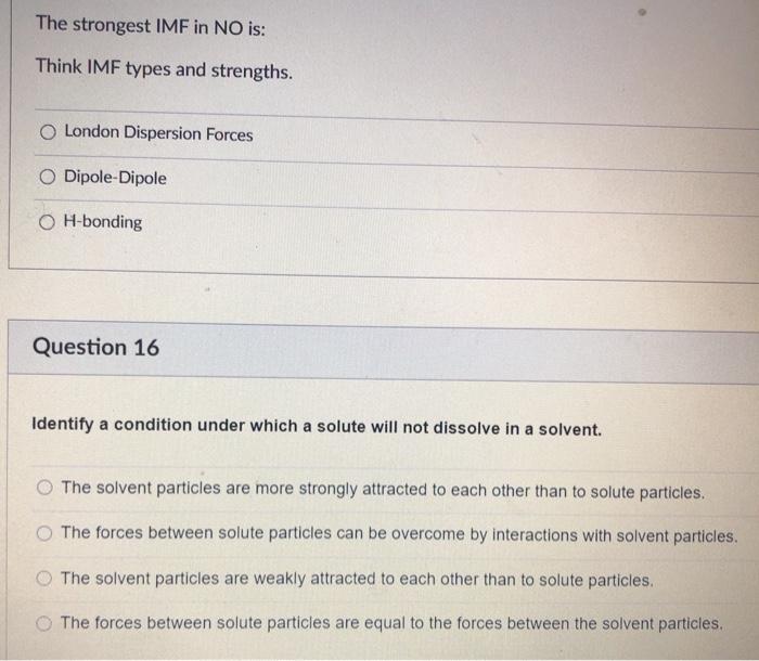 Solved The strongest IMF in NO is: Think IMF types and | Chegg.com