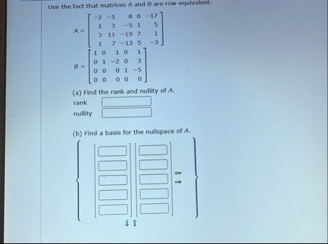 Solved Use the fact that matrices A and B ﻿are | Chegg.com
