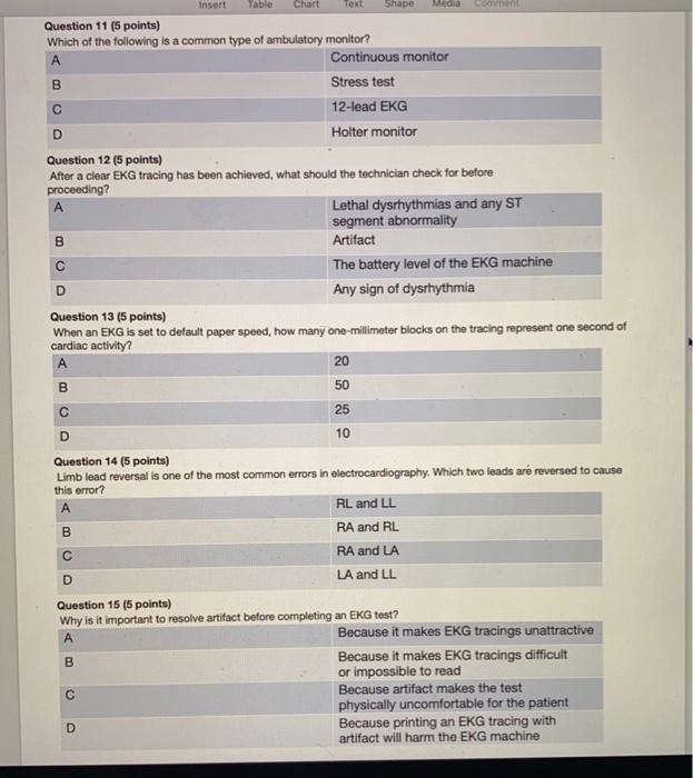 Solved Insert Table Chart Text Shape Media Onun C Question | Chegg.com