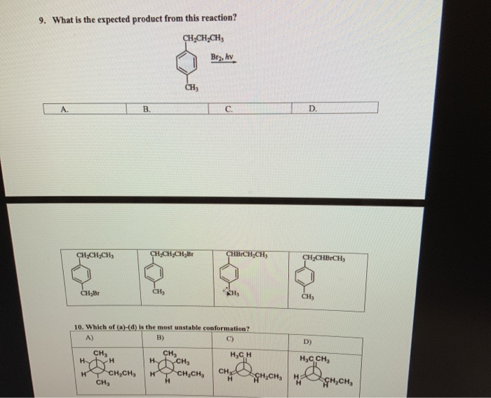 Solved 9. What is the expected product from this reaction? | Chegg.com