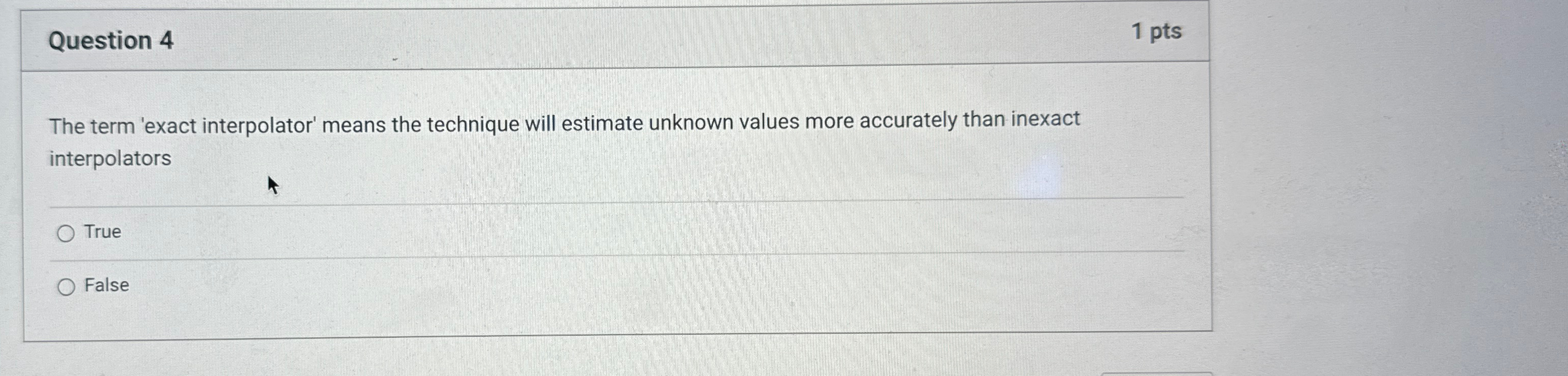 Solved Question 41ptsThe term 'exact interpolator' means the | Chegg.com