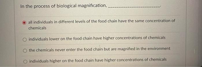 Solved In the process of biological magnification, all | Chegg.com