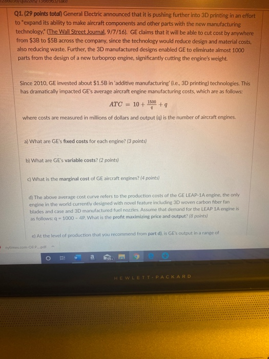 Solved Q1. (29 points total) General Electric announced that | Chegg.com