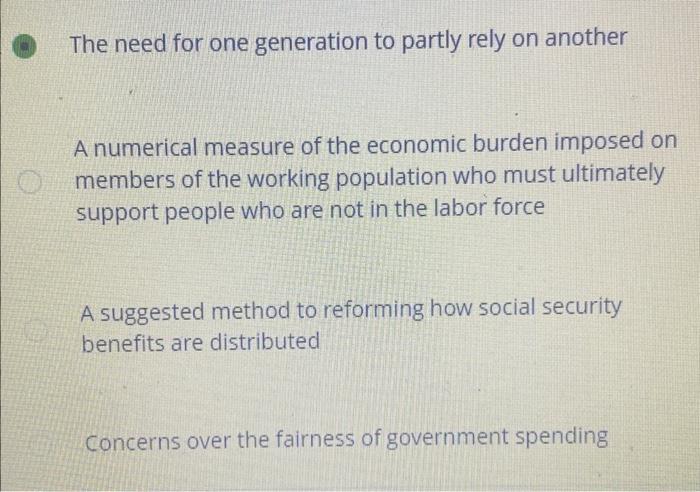 Solved Generational Equity Generational Interdependence | Chegg.com