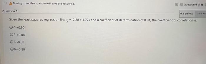 Solved Given the least squares regression line | Chegg.com