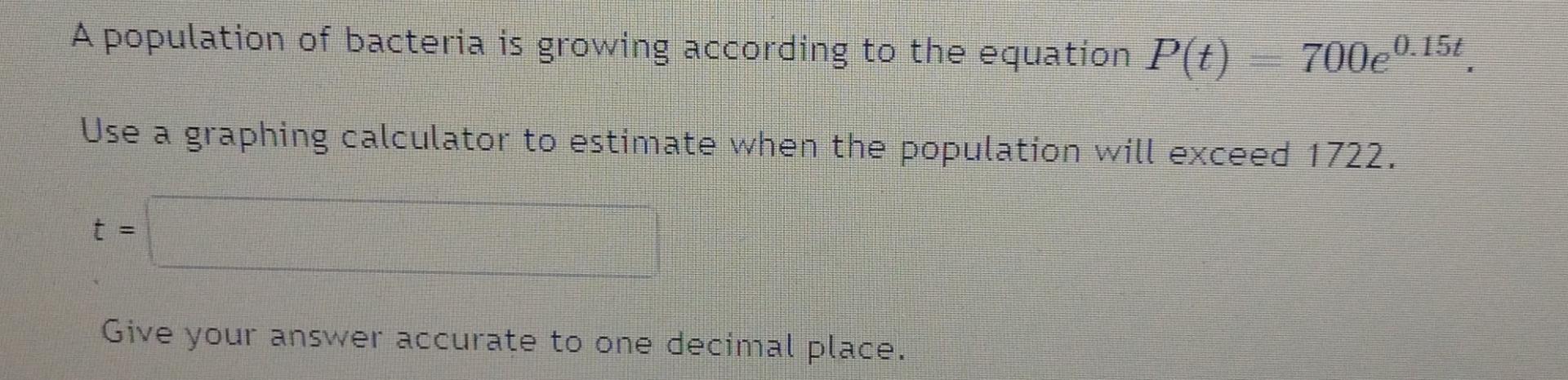 Solved A population of bacteria is growing according to the | Chegg.com