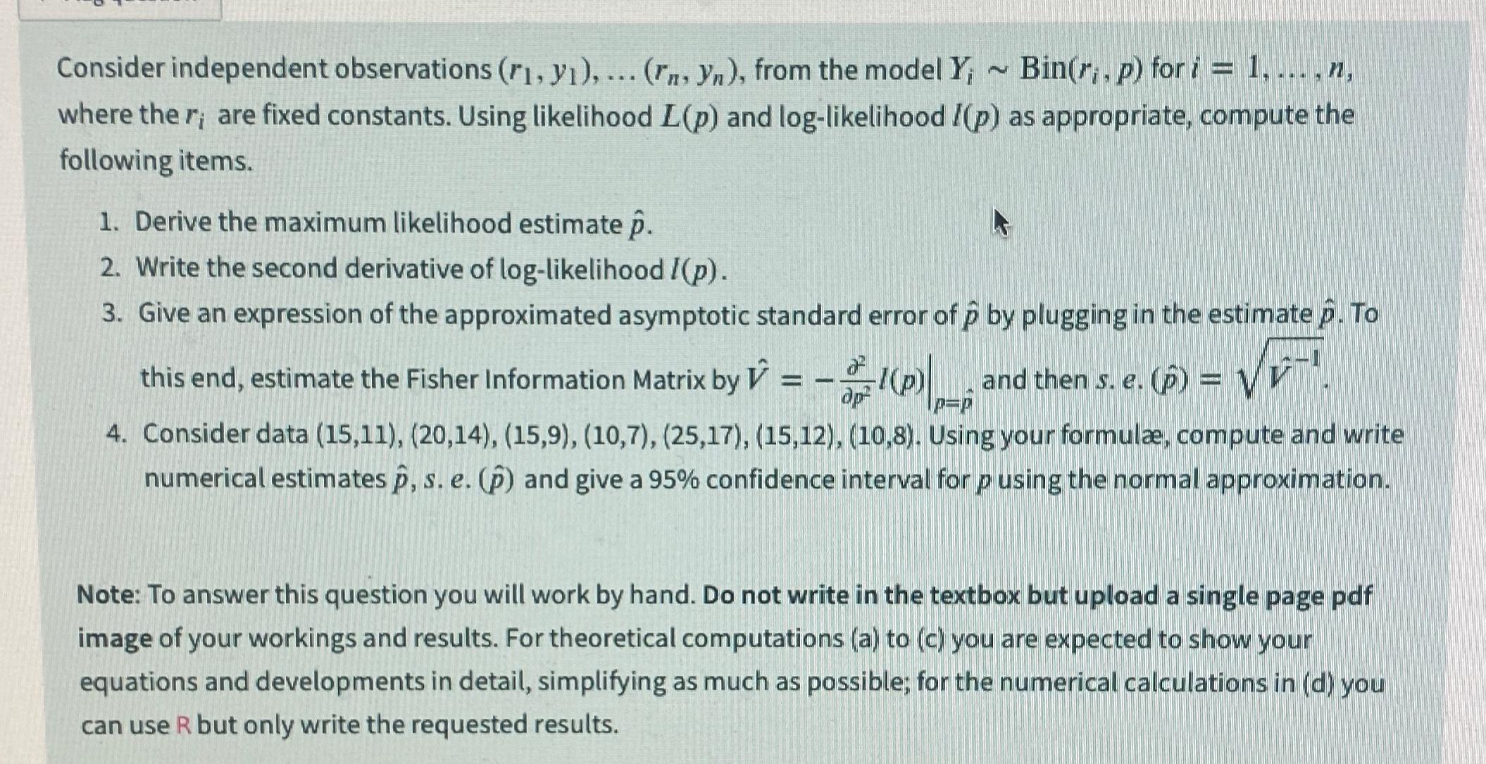 Solved Consider independent observations | Chegg.com