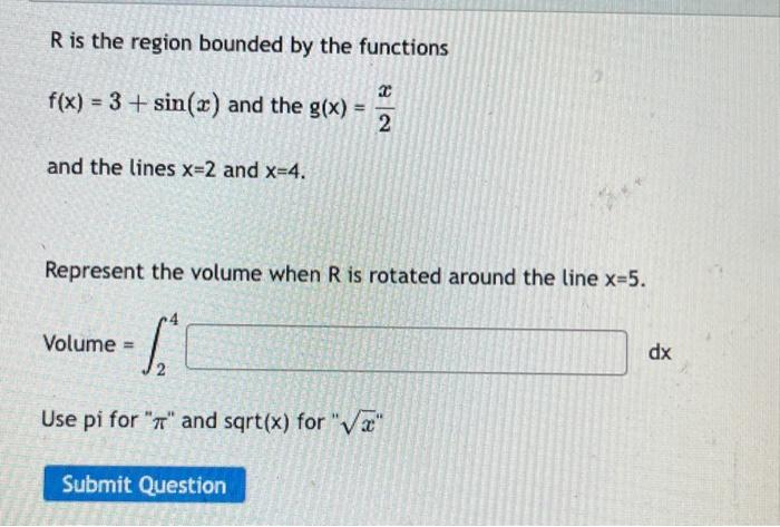 Solved R is the region bounded by the functions | Chegg.com