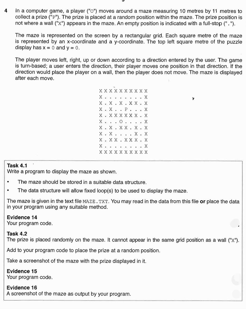 Solved The player is represented by the character "O". The | Chegg.com