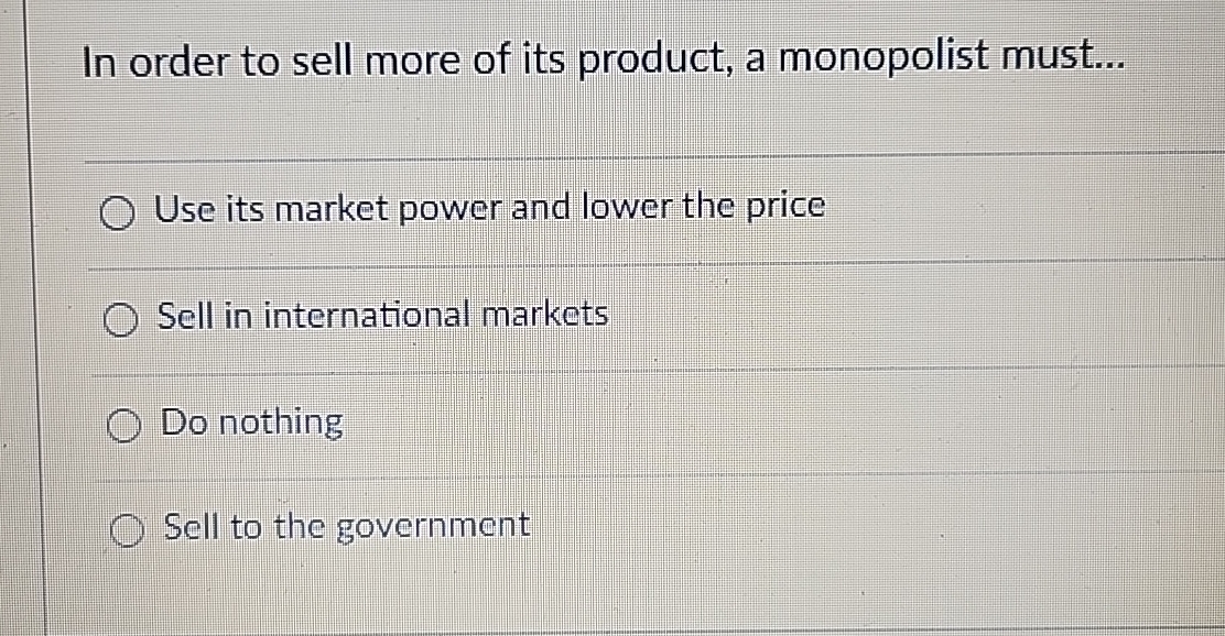 Solved In order to sell more of its product, a monopolist | Chegg.com