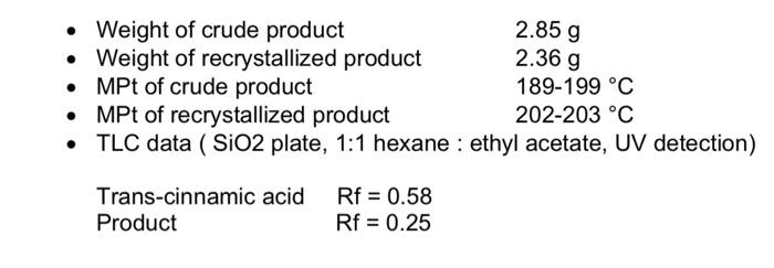 Results: Calculate theoretical yield, crude \% yield, | Chegg.com