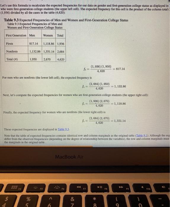 Solved For this data calculate expected frequencies and | Chegg.com