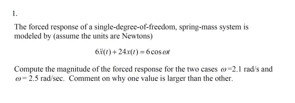 Solved The forced response of a single-degree-of-freedom, | Chegg.com