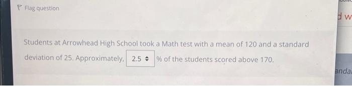 Solved masa Mah test with a means of 120 and a standard | Chegg.com