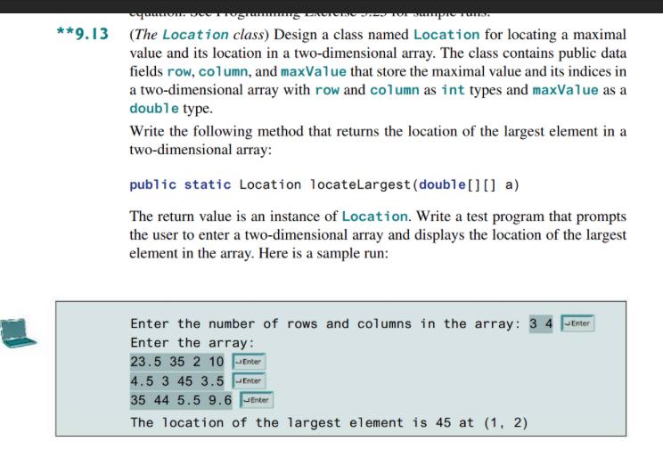 Solved **9. 13 (The Location class) ﻿Design a class named | Chegg.com