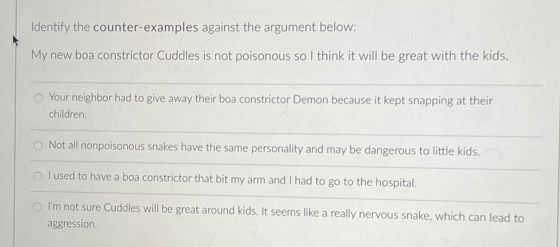 Solved Identify the counter-examples against the argument | Chegg.com