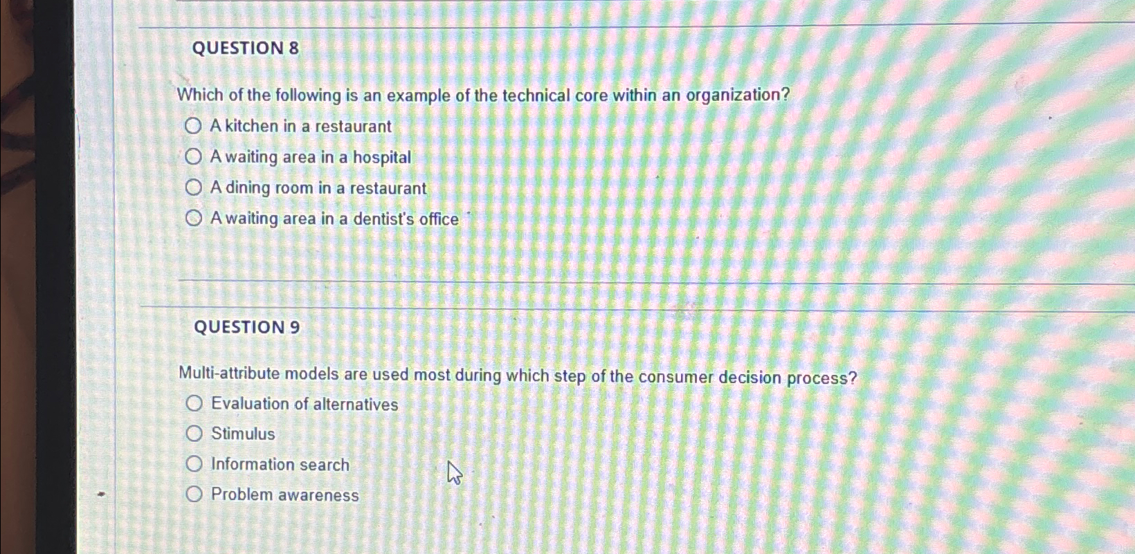 Solved Question 8which Of The Following Is An Example Of The 