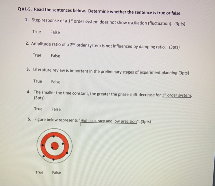 Solved Q #1-5. Read the sentences below. Determine whether | Chegg.com