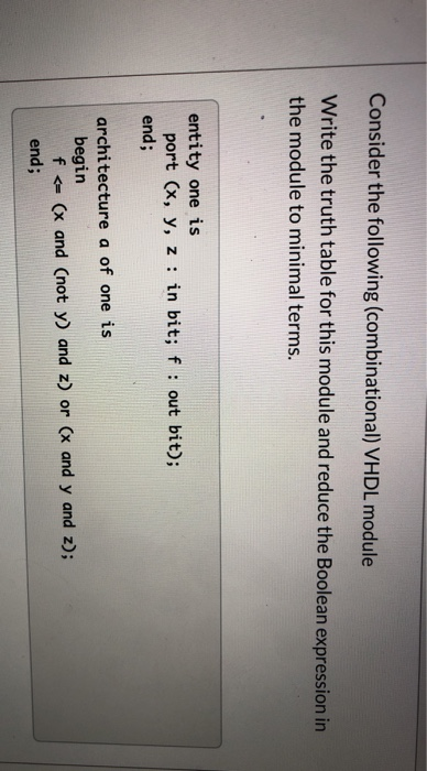 Solved Consider the following (combinational) VHDL module | Chegg.com