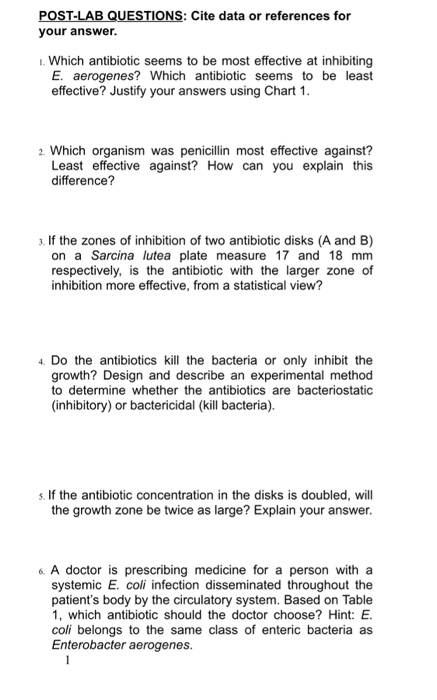 Solved LAB REPORT-ANTIBIOTIC EFFECTS ON BACTERIA | Chegg.com