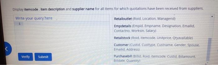 Solved Retrieve the itemcode and average of quantity | Chegg.com